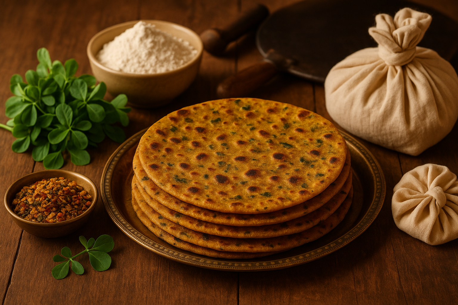 Authentic Gujarati Thepla Recipe with Phoran Masala - Perfect Travel Bread